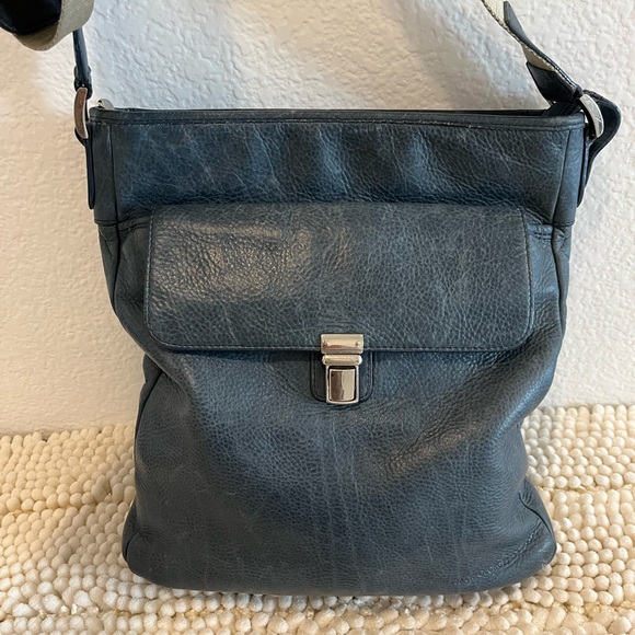 Jack Georges | Bags | Jack Georges Blue Leather Large Crossbody Bag ...